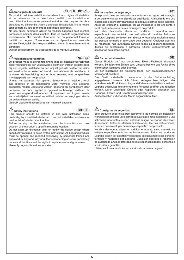 Legrand 661180 technical document, page 5