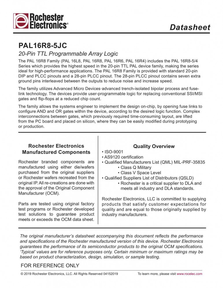 PAL16R8-5JC-RE datasheet page 1