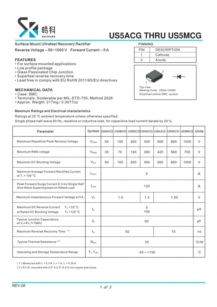 US5MCG datasheet page 1