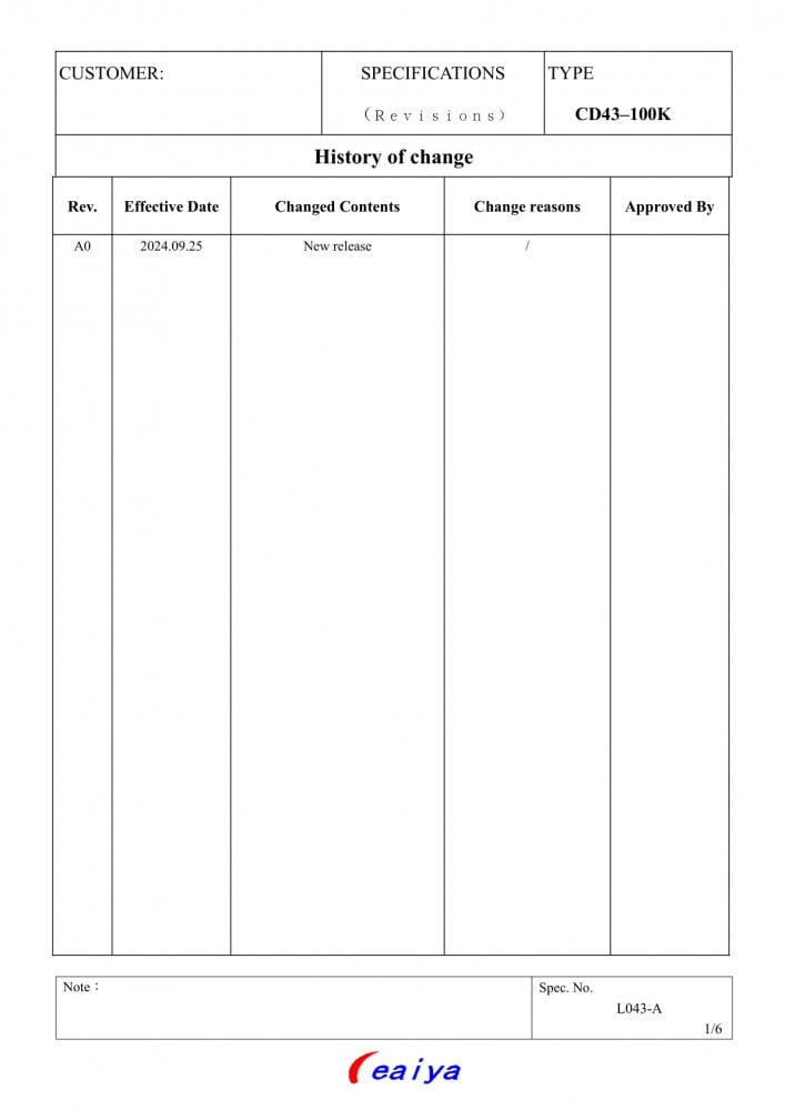 CD43-100K dimensions and land pattern