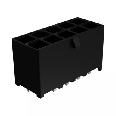 Mega-Fit Vertical Header, 5.70mm Pitch, Through Hole, Dual Row, 8 Circuits, 0.38µm Gold (Au) Plating, 3.73mm Tail Length, Glow-Wire Capable, Tape and Reel, Black