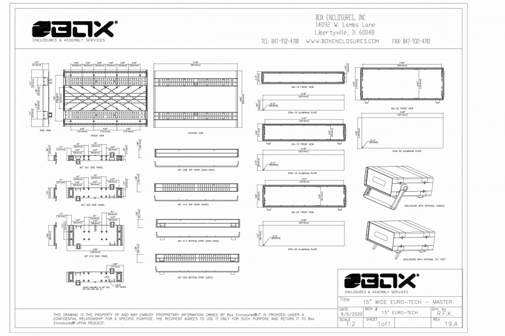 EM-15-NV 15-inch-wide Euro-Tech enclosure drawing reference