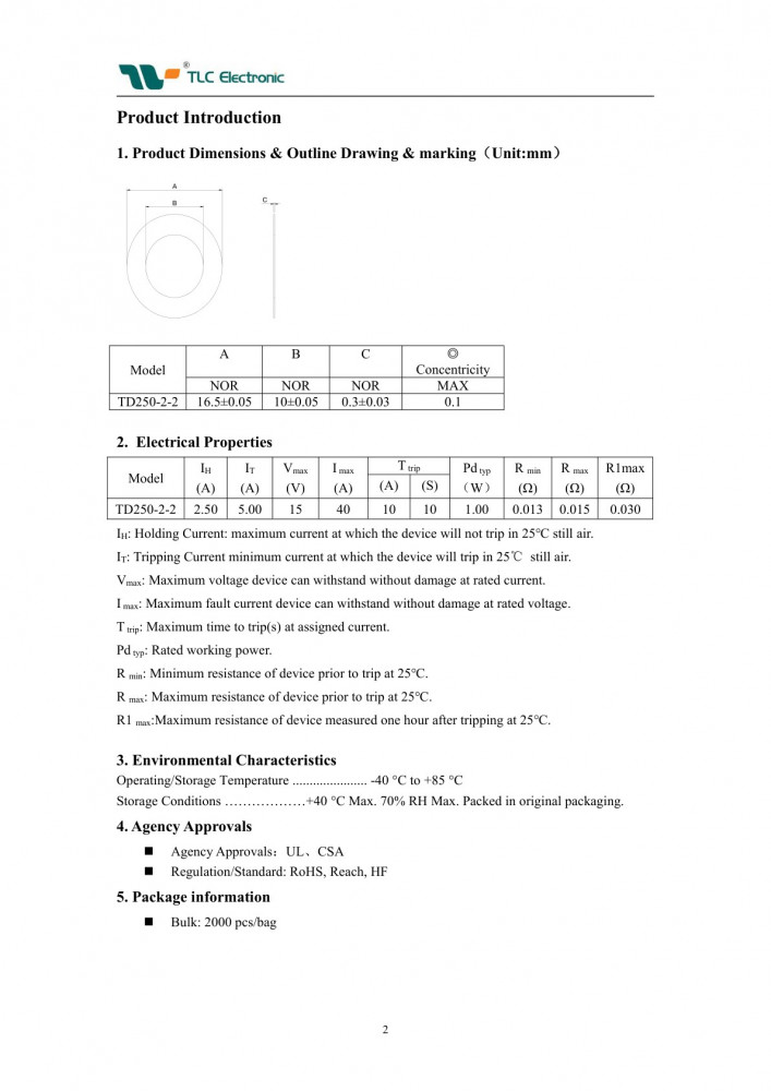 TD250-2-2 datasheet page 2