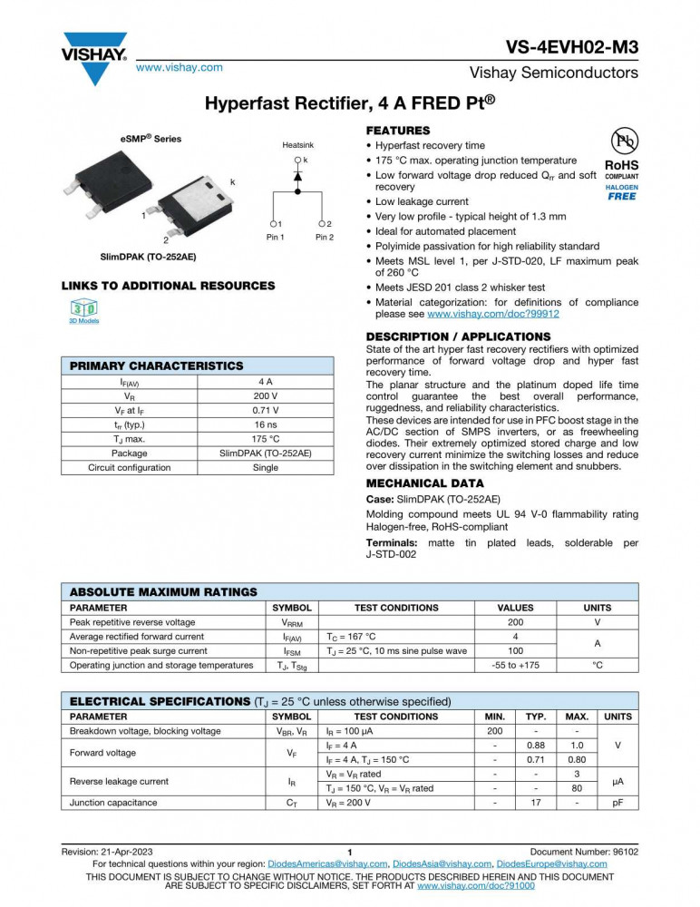 Vishay VS-4EVH02-M3/I datasheet page 1