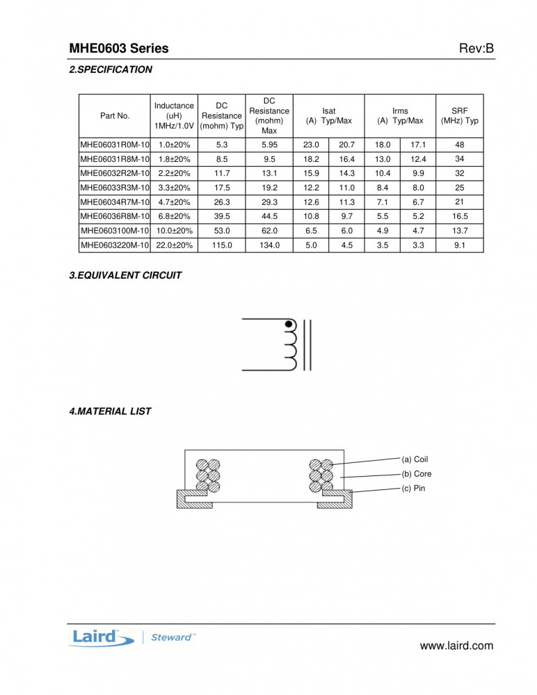 Laird MHE0603 datasheet page 3