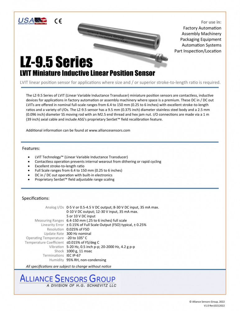 LZ-9.5 Series technical document page 1