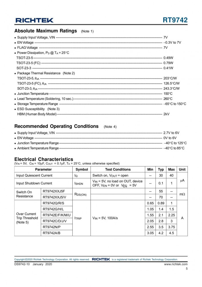 RT9742 datasheet page 5