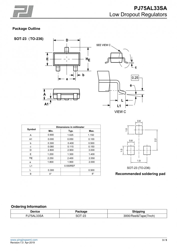 PJ75AL33SA datasheet page 3