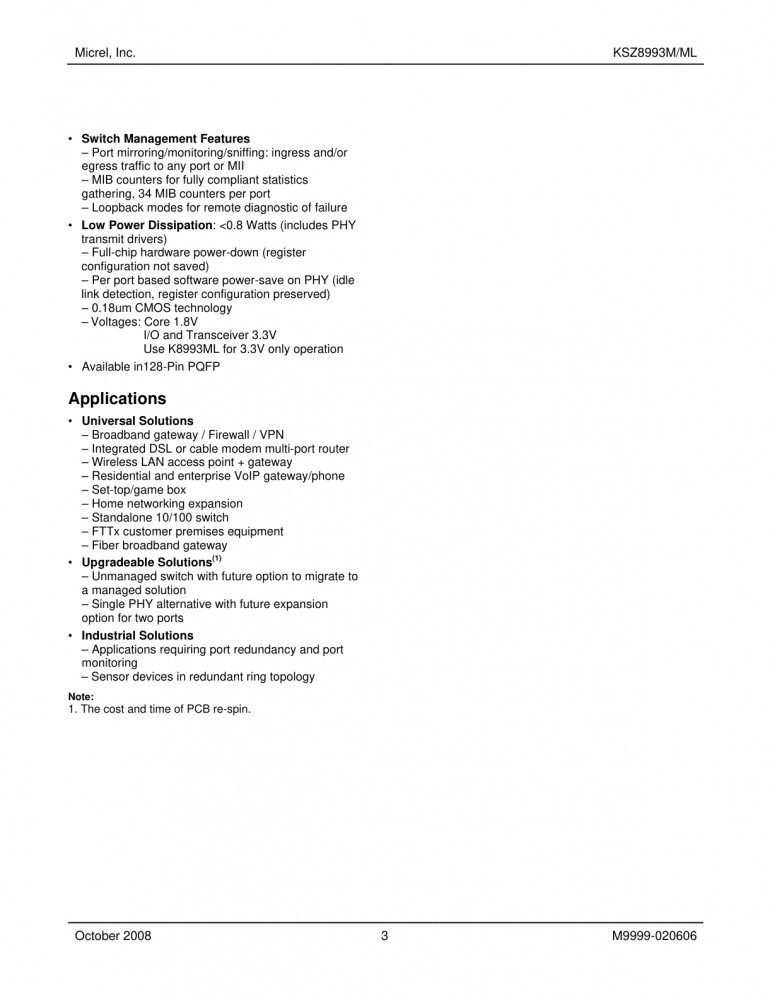 KSZ8993 document preview, page 3