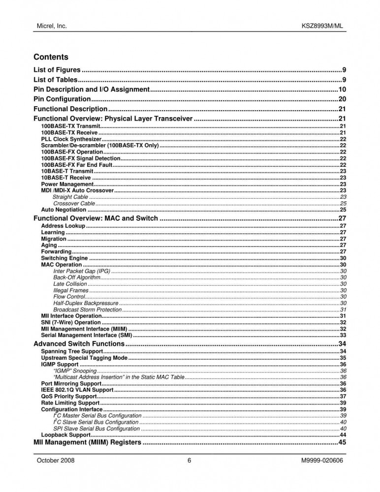 KSZ8993 document preview, page 6