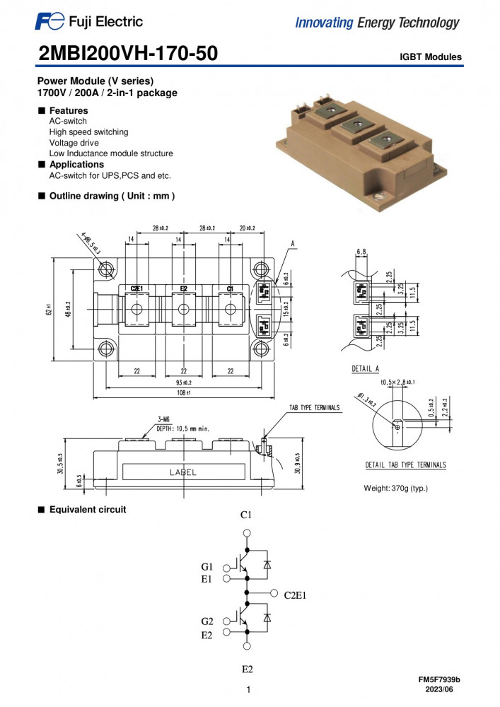 2MBI200VH-170-50 datasheet page 1