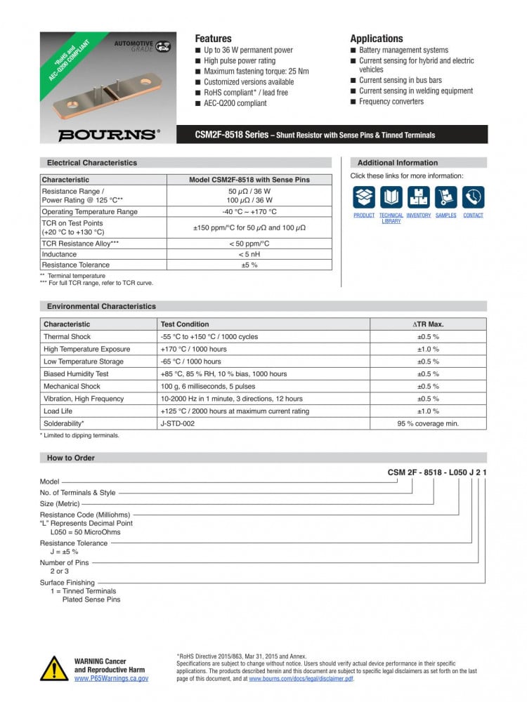 BOURNS CSM2F-8518 datasheet page 1
