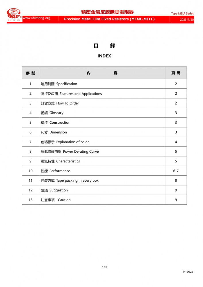 SAE MEMF datasheet page 1