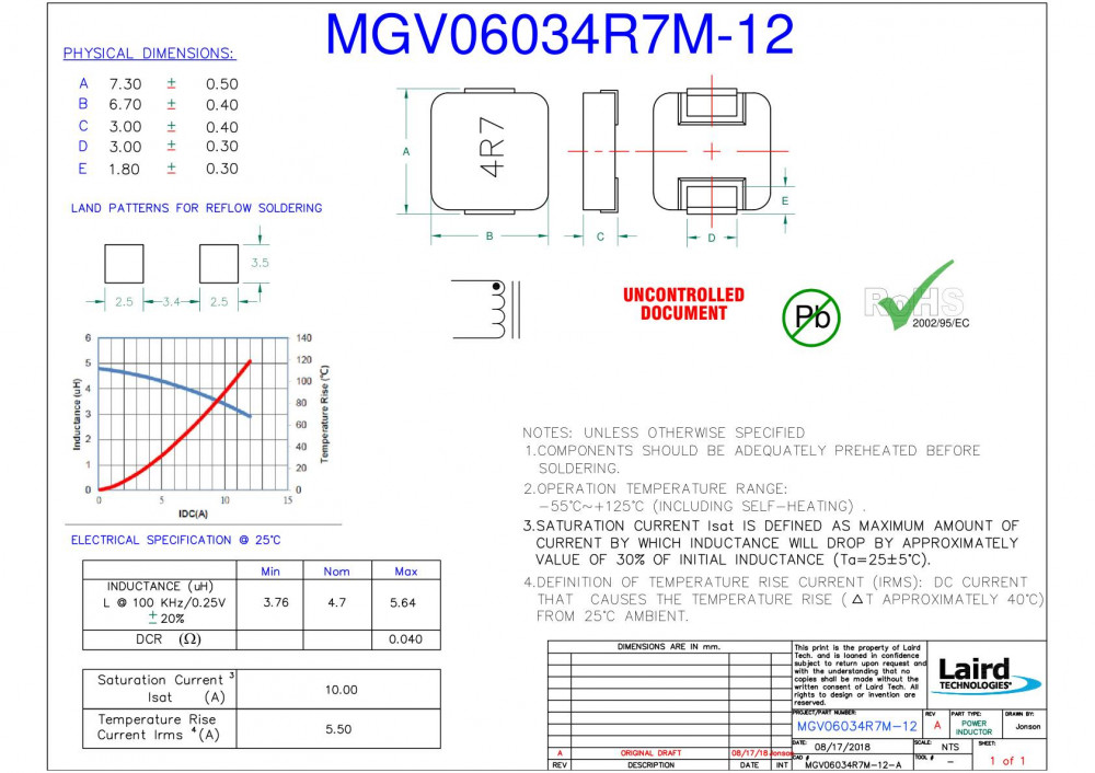 Laird MGV06034R7M-12 technical drawing