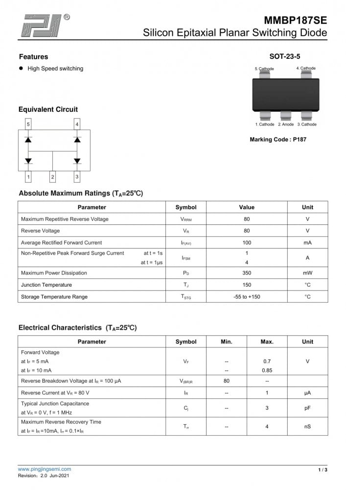 MMBP187SE datasheet page 1
