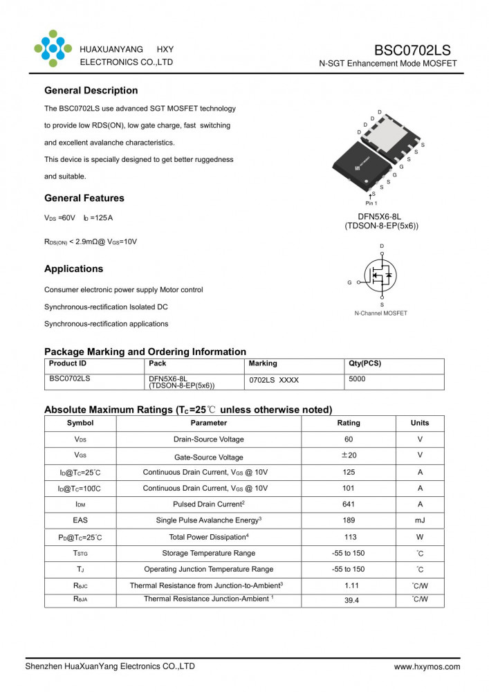 BSC0702LS-HXY datasheet page 1