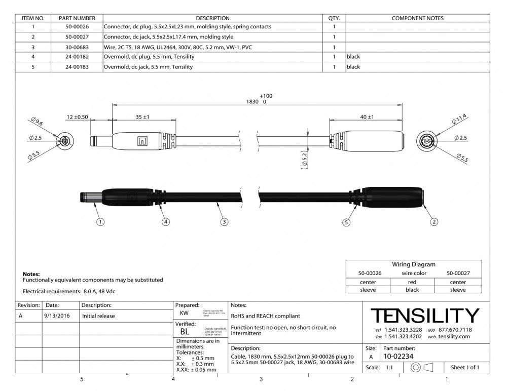 Tensility International 10-02234 technical drawing preview