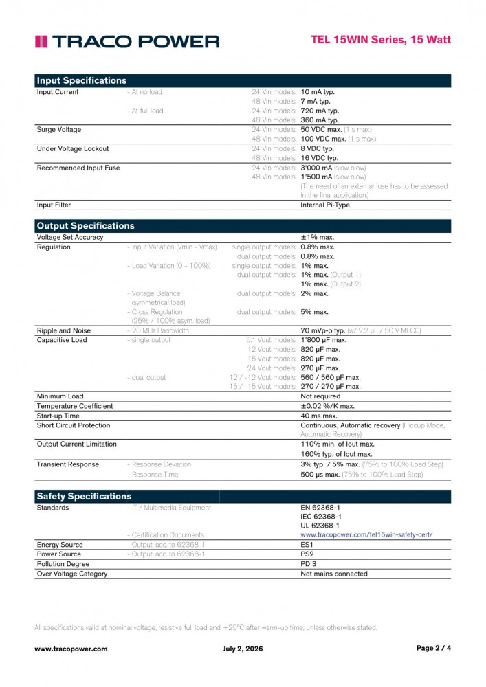 TEL 15WIN datasheet page 2
