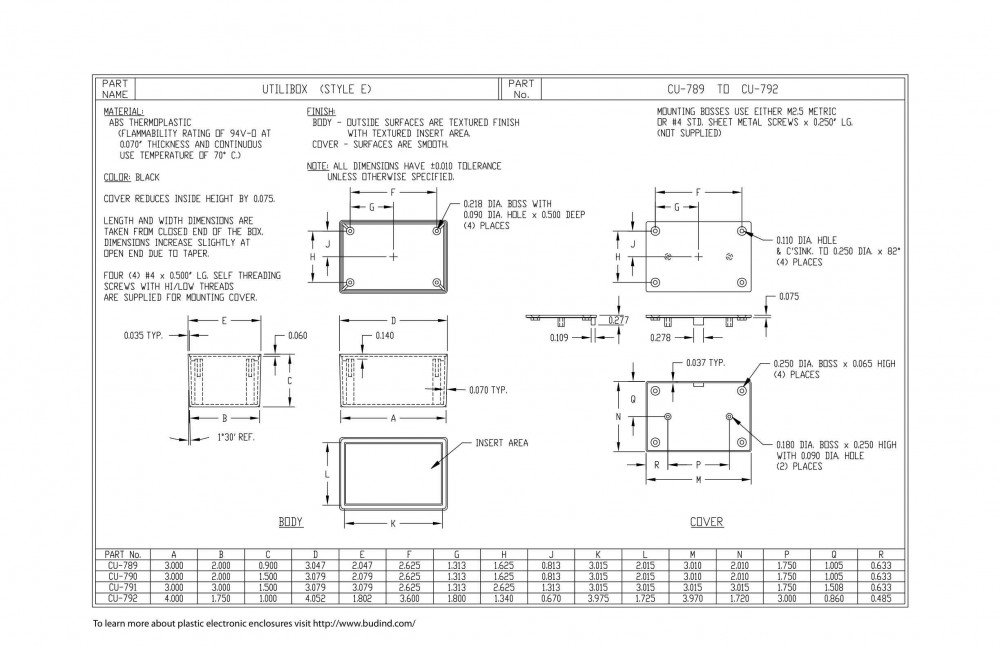 CU-789 Utilibox Style E technical drawing