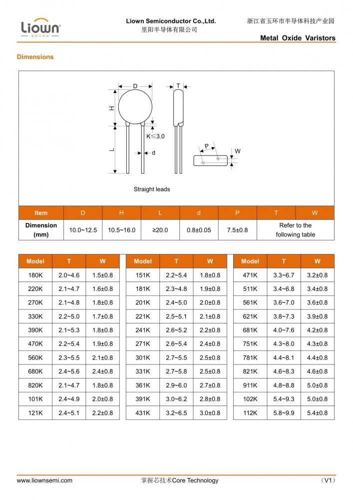 Liown 10D series datasheet page 2