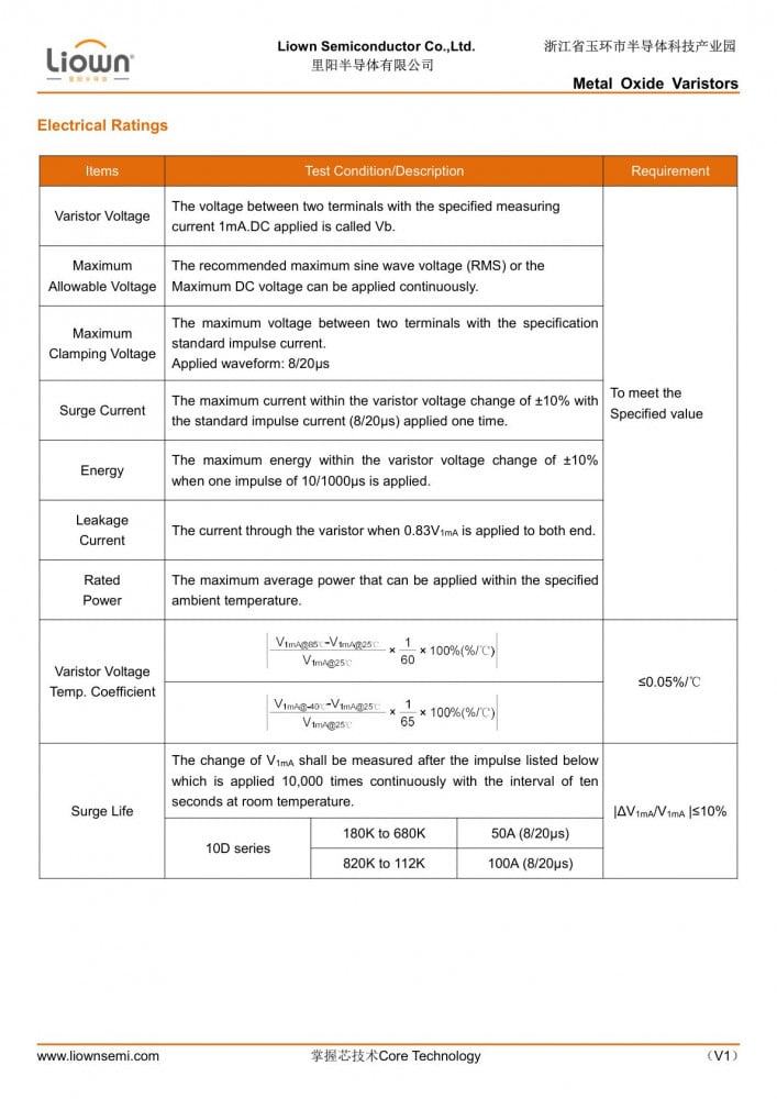 Liown 10D series datasheet page 5