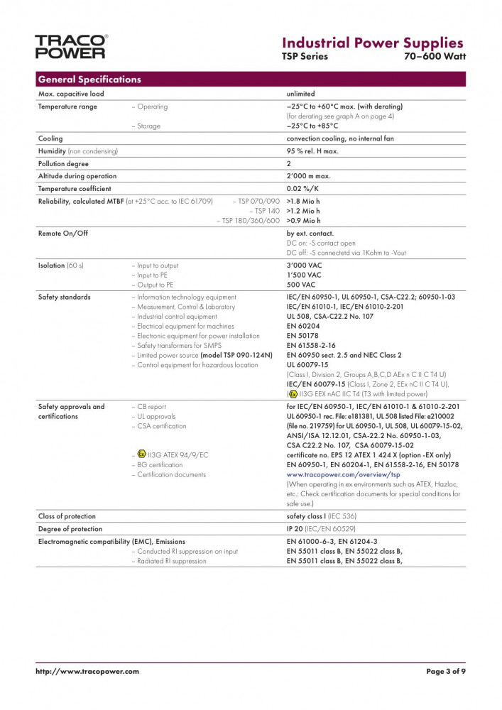 TSP 090-124 datasheet page 3