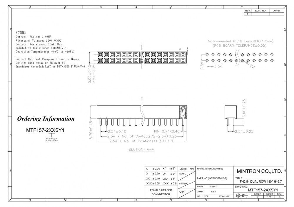 MTF157-210SY1 technical drawing document