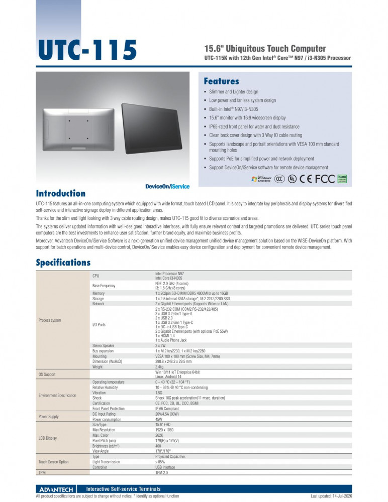 UTC-115K technical document page 1