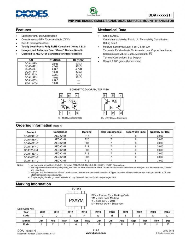 DDA143EH-7 datasheet page 1