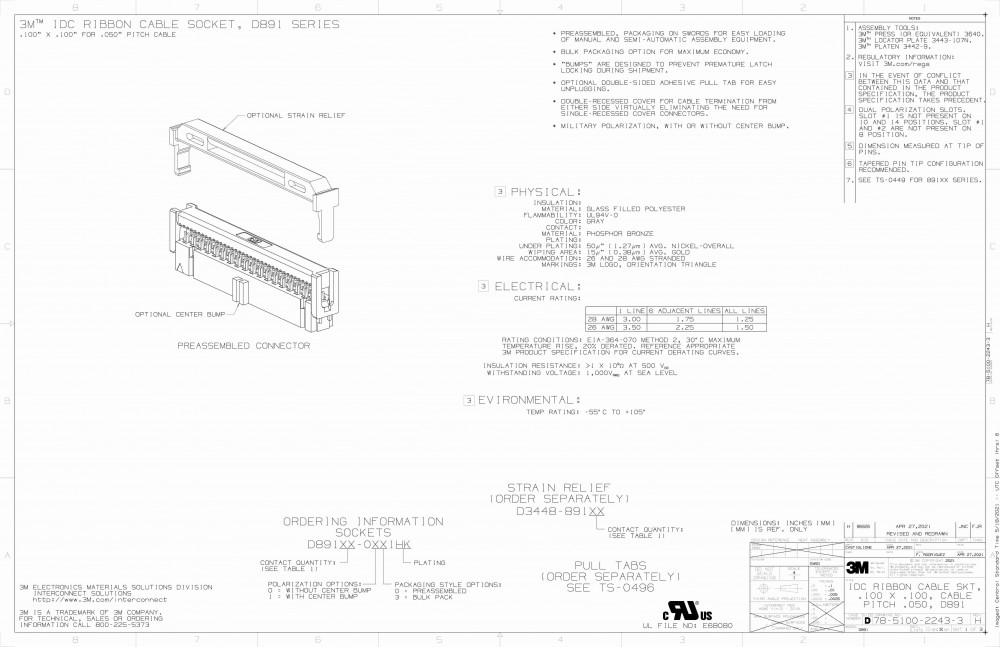 3M D89114-0101HK technical drawing page 1