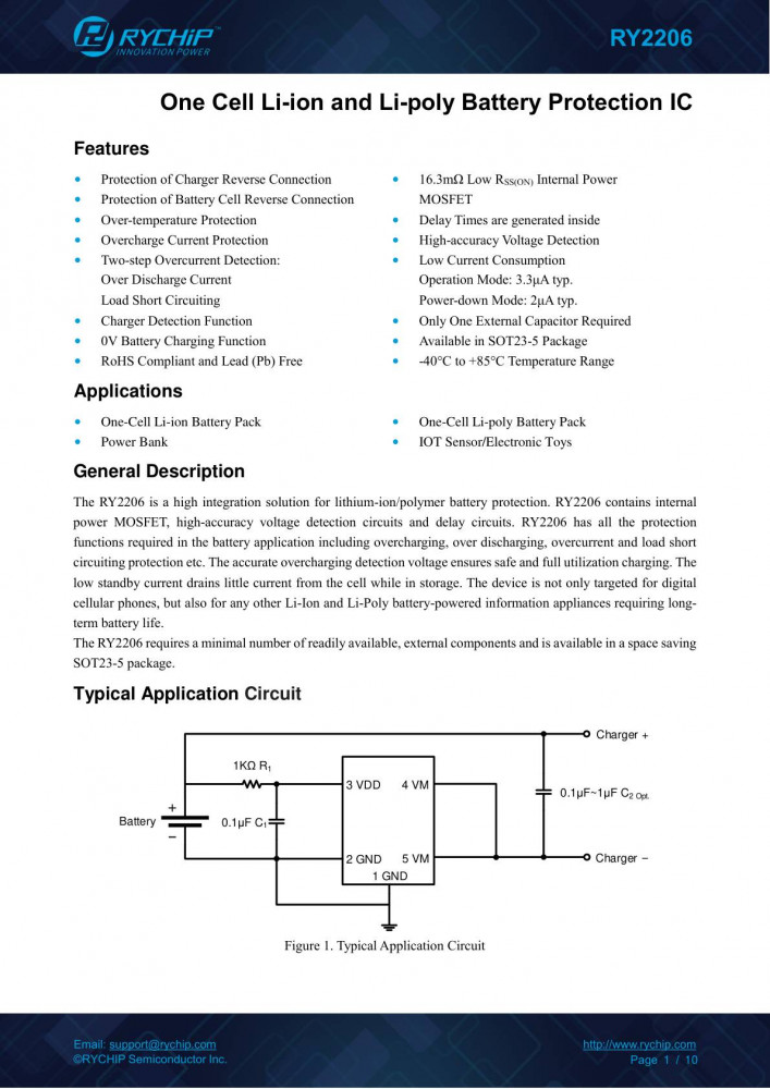 RY2206 datasheet page 1