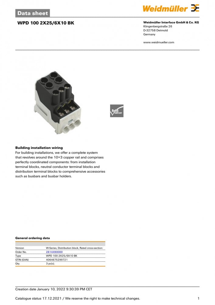WEIDMULLER 2814490000 documentation page 1