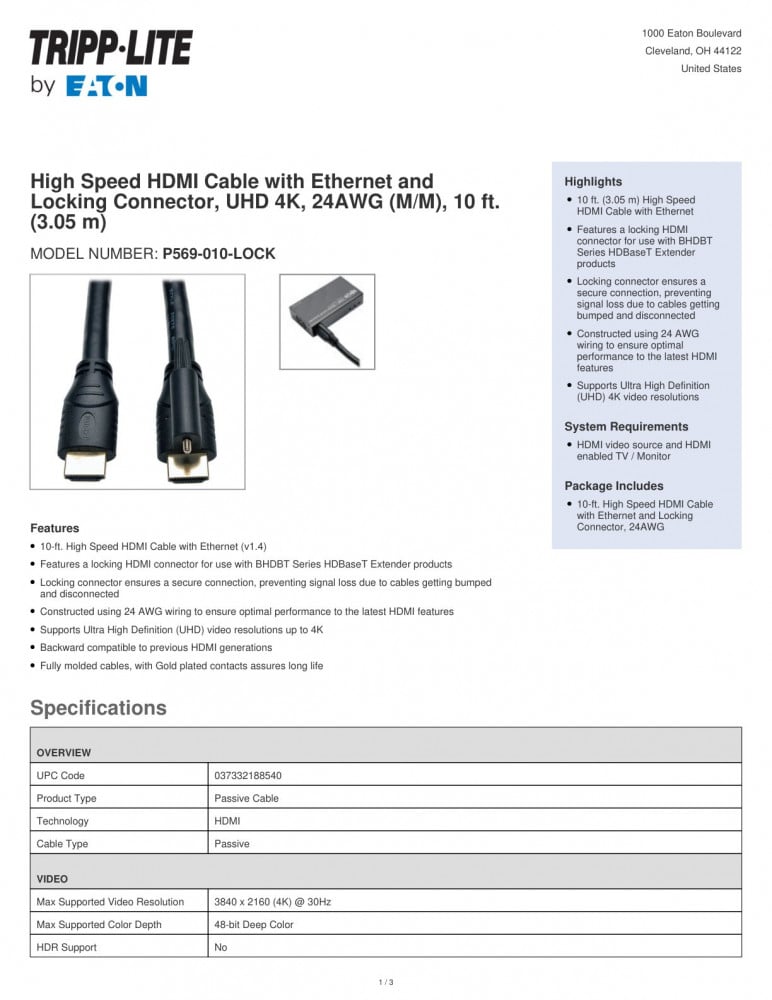 P569-010-LOCK technical document page 1