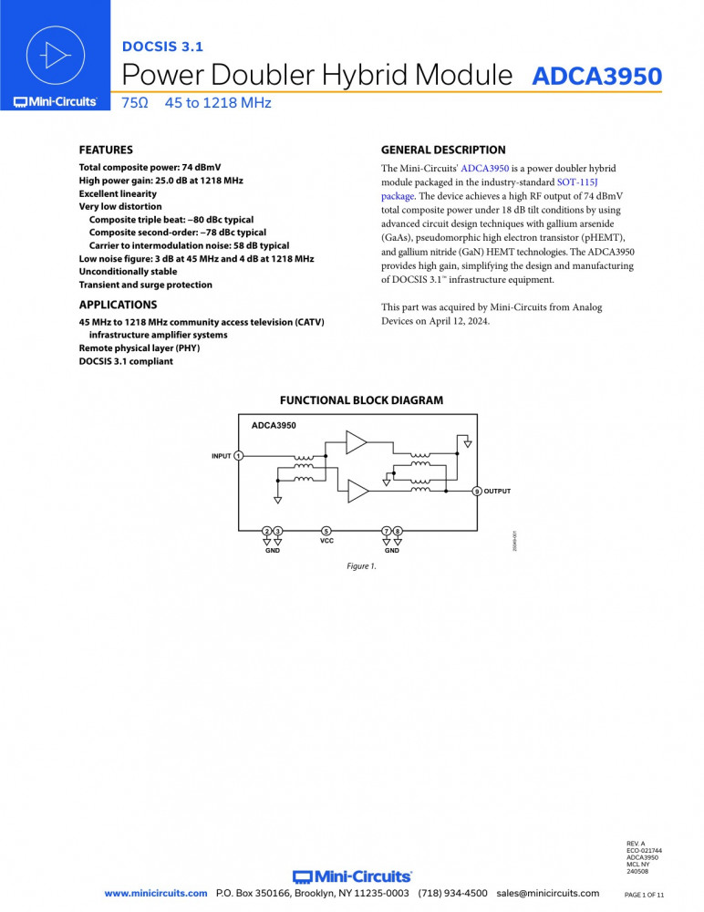 ADCA3950 technical document, page 1