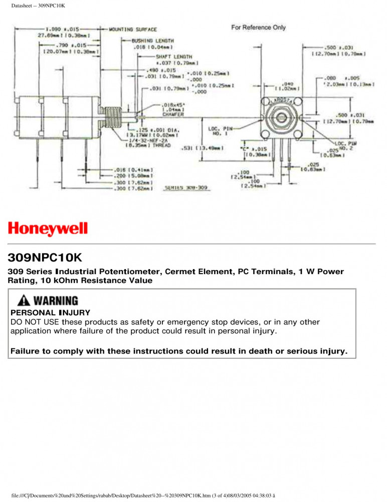 309NPC10K technical document page 3