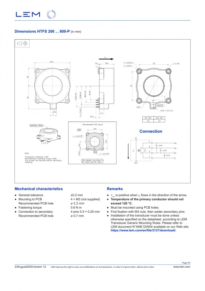 LEM HTFS 400-P datasheet page 4