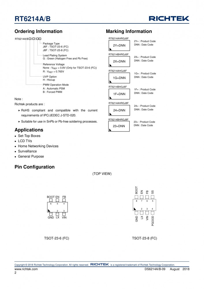 RT6214BHRGJ6F datasheet page 2