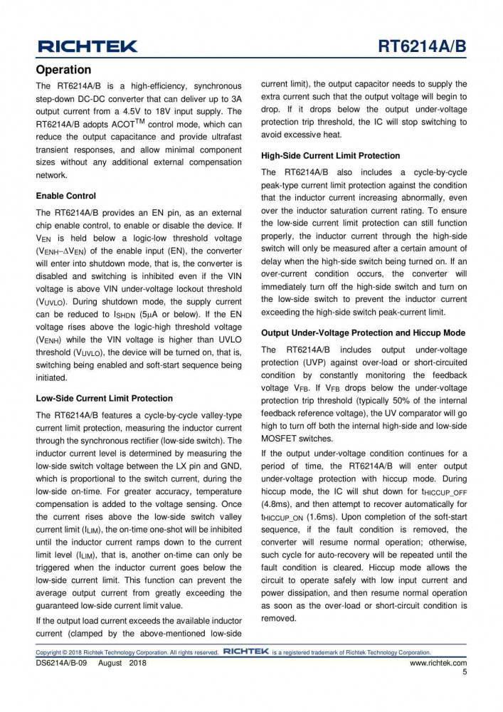 RT6214BHRGJ6F datasheet page 5