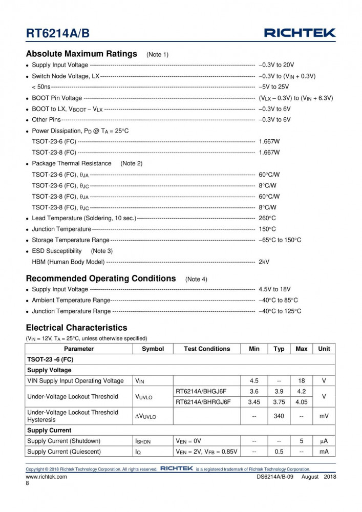 RT6214BHRGJ6F datasheet page 8
