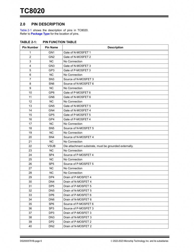 TC8020 datasheet page 6