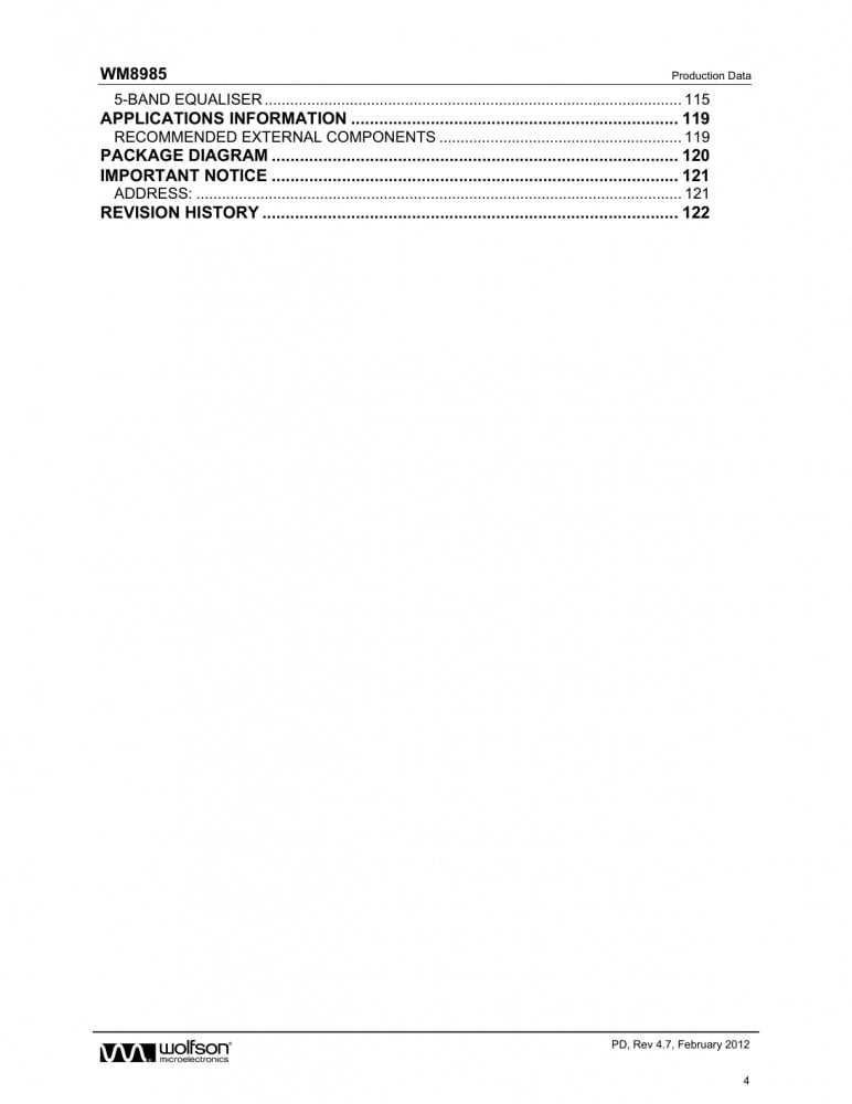 WM8985 datasheet page 4