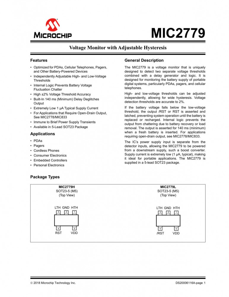 MIC2779 technical document page 1