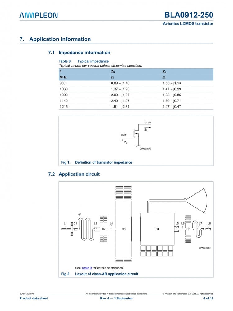 BLA0912-250 datasheet page 4