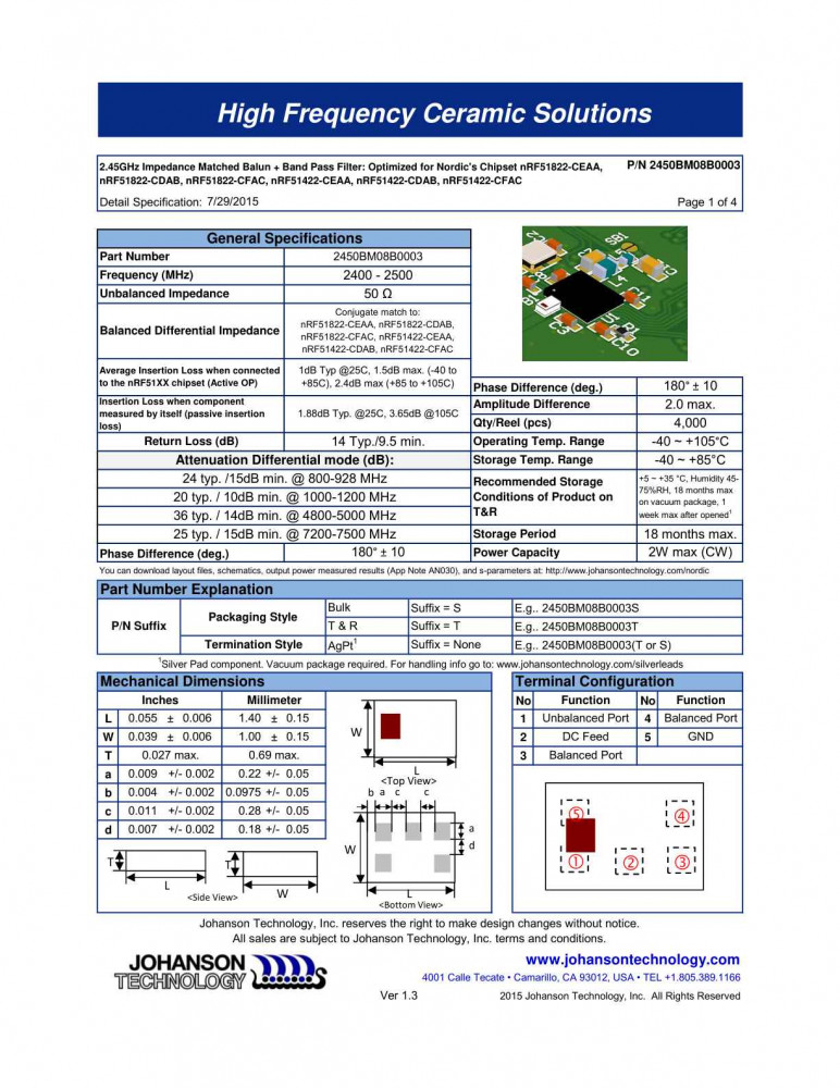 2450BM08B0003T datasheet page 1