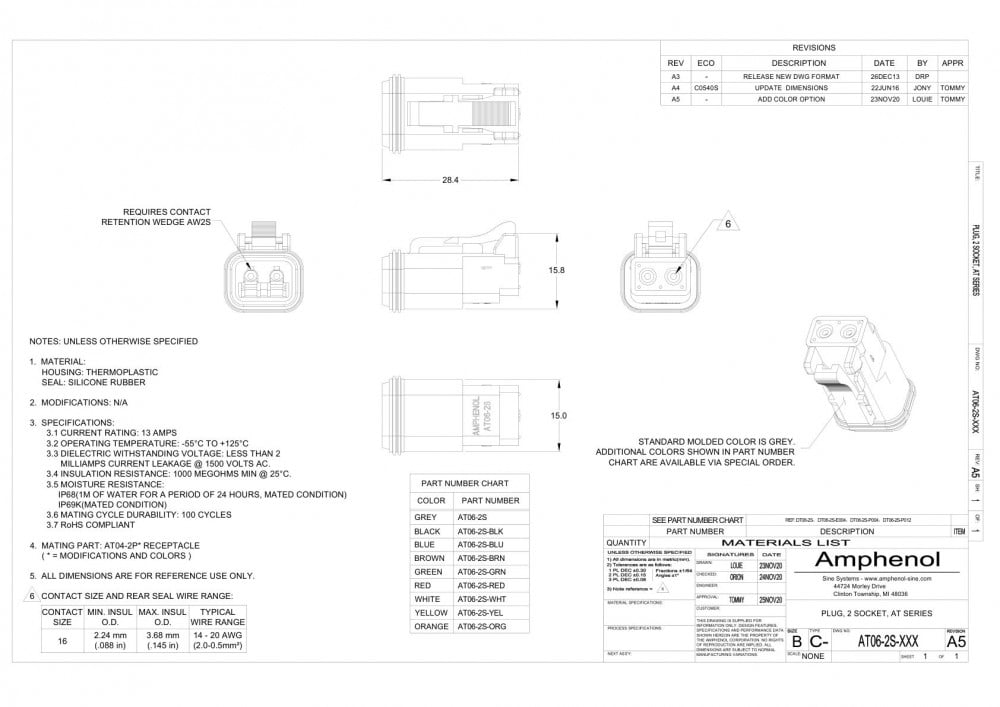 Amphenol AT06-2S drawing page 1
