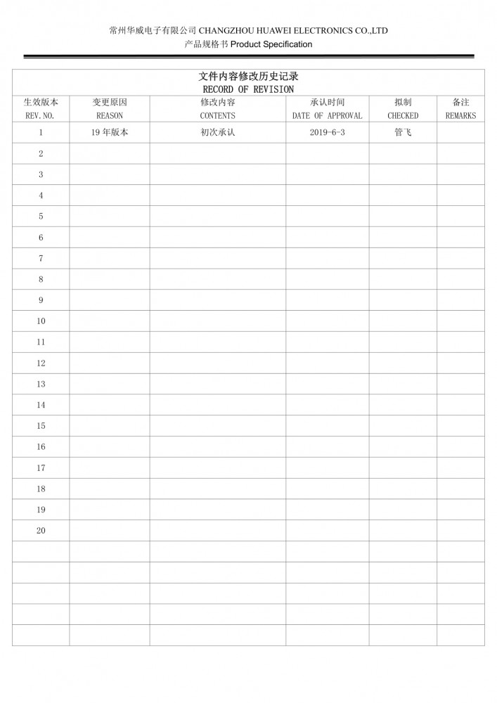 VH series datasheet page 1