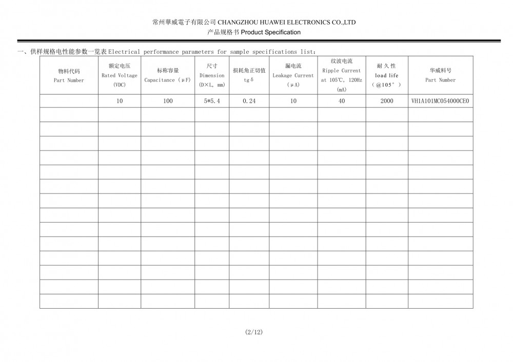 VH series datasheet page 3