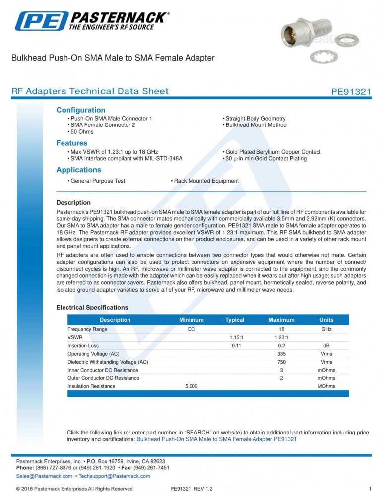 PE91321 datasheet page 1