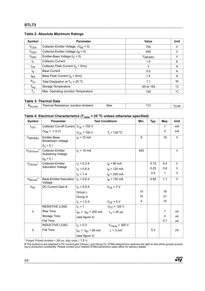STL73 datasheet page 2