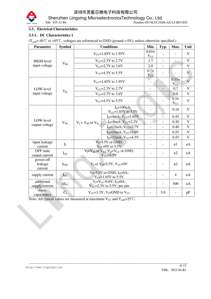 SN74LVC1G06 datasheet page 6